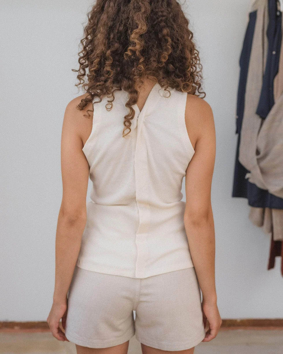 Tav Tank with snaps in Undyed – Rhubarb Designs